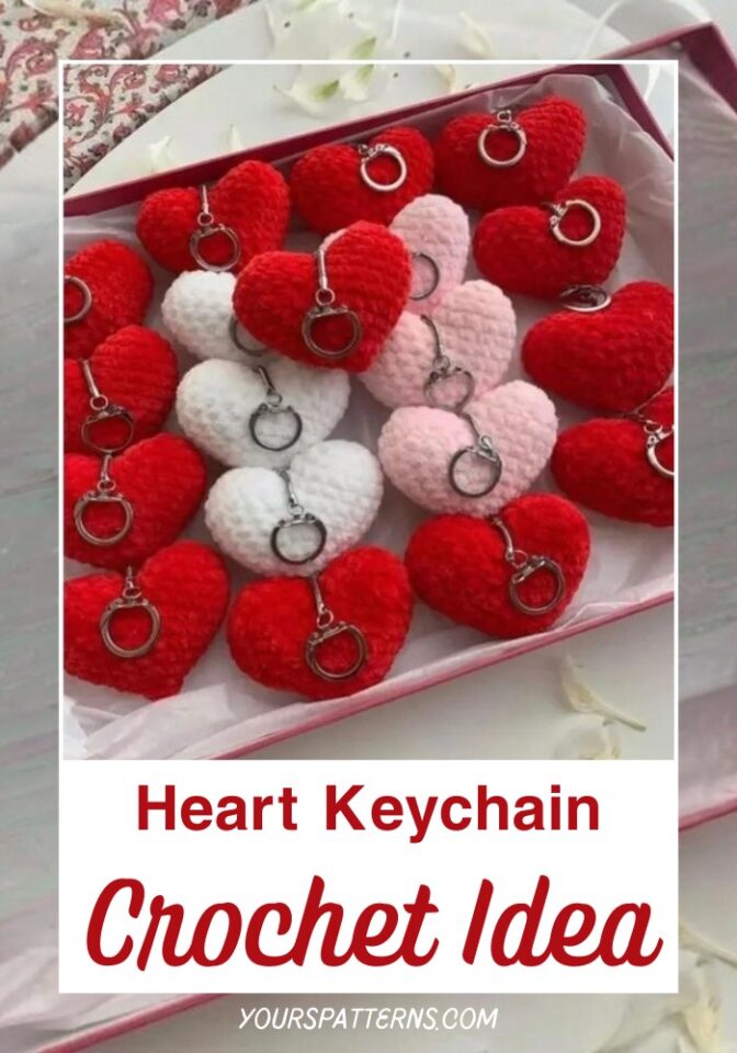 Crochet Heart Keychain Pattern Free - Yours Patterns