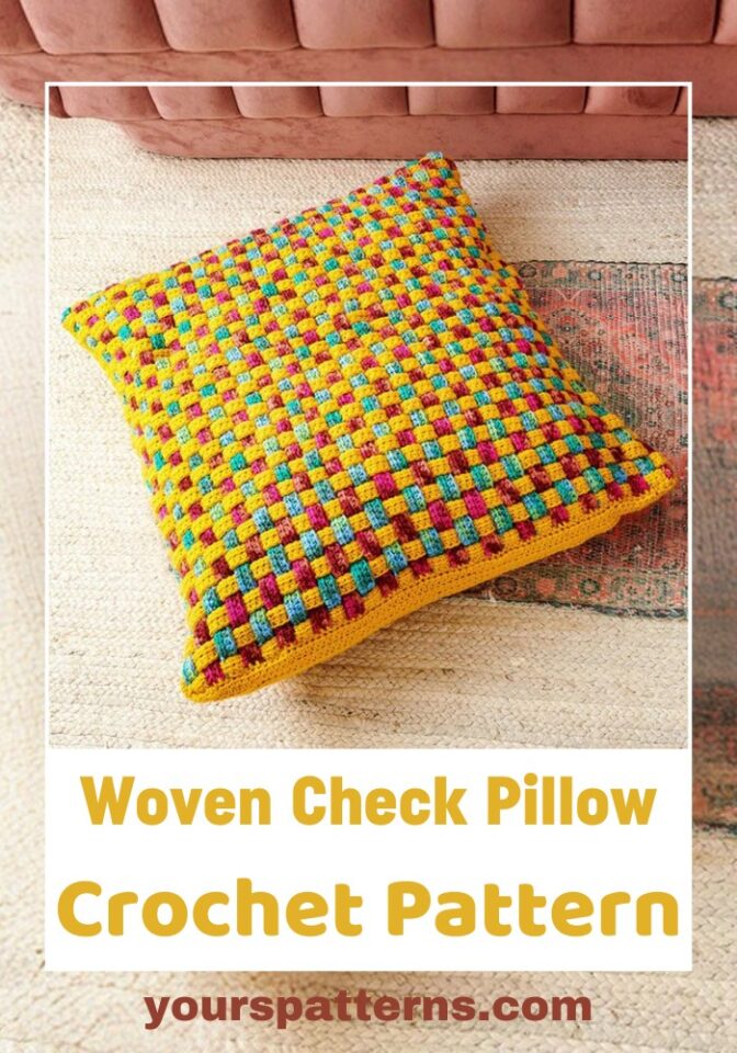 Woven Check Crochet Pillow Free Pattern - Yours Patterns