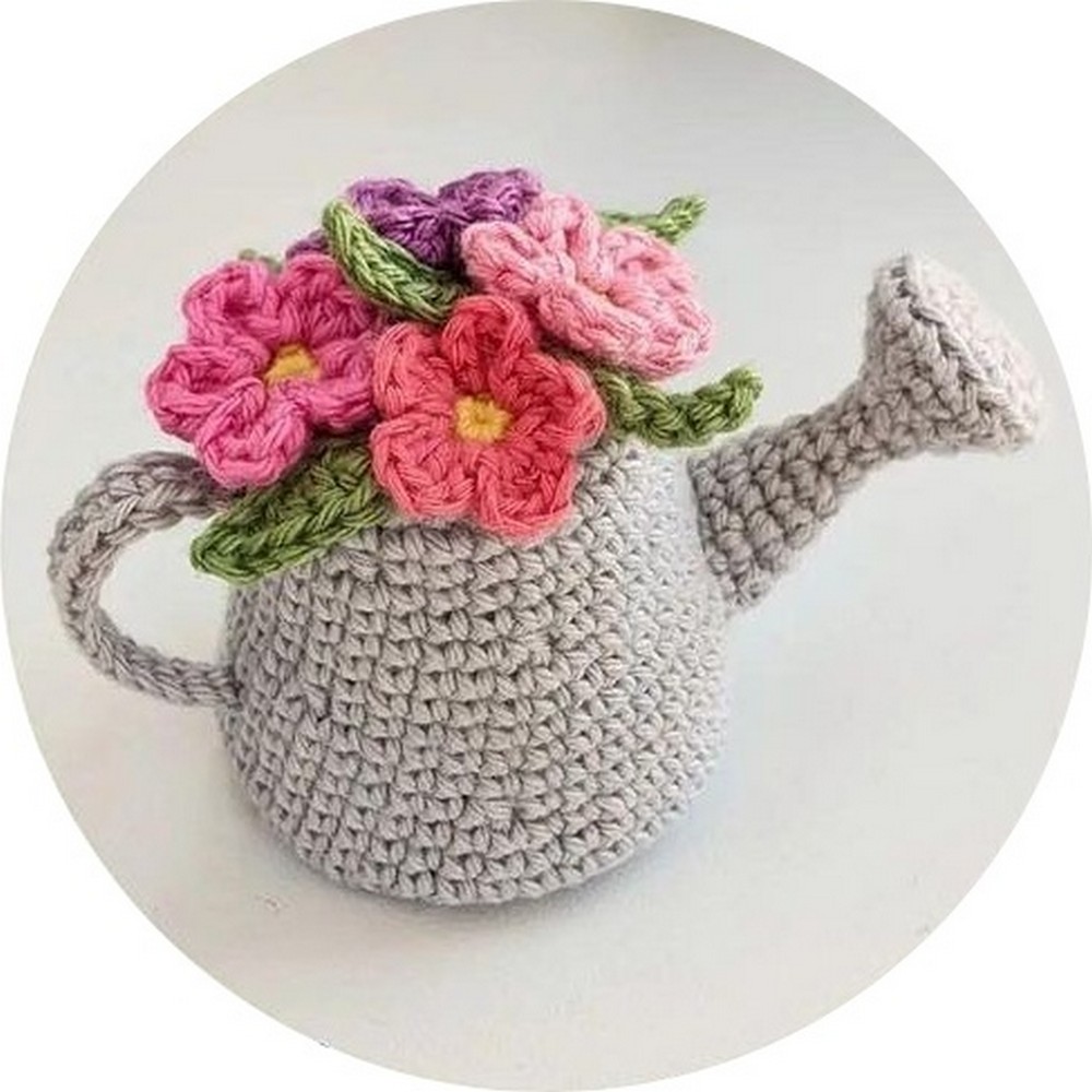 Crochet Watering Can Pattern With Floral Detail - Yours Patterns