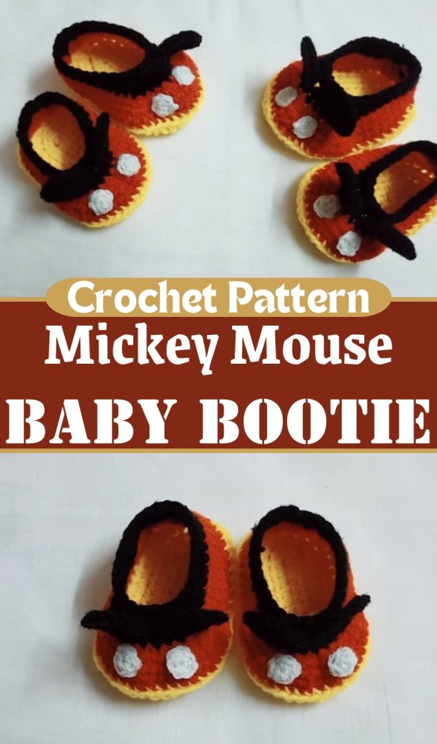 Free Crochet Mickey Mouse Baby Bootie Pattern Step By Step - Yours Patterns