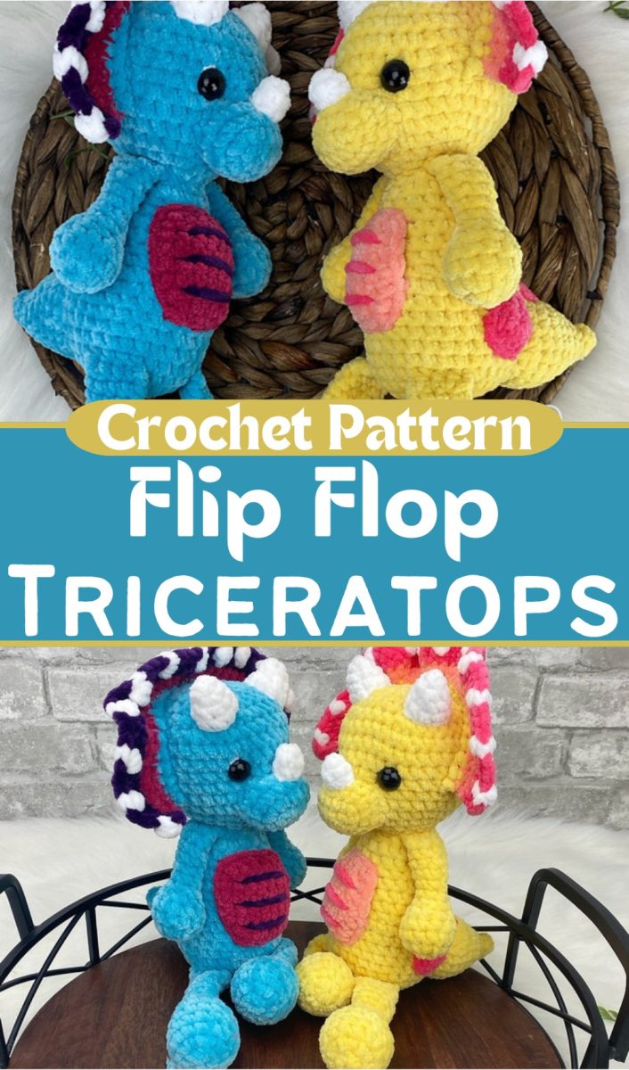 Crochet Flip Flop Triceratops - Yours Patterns