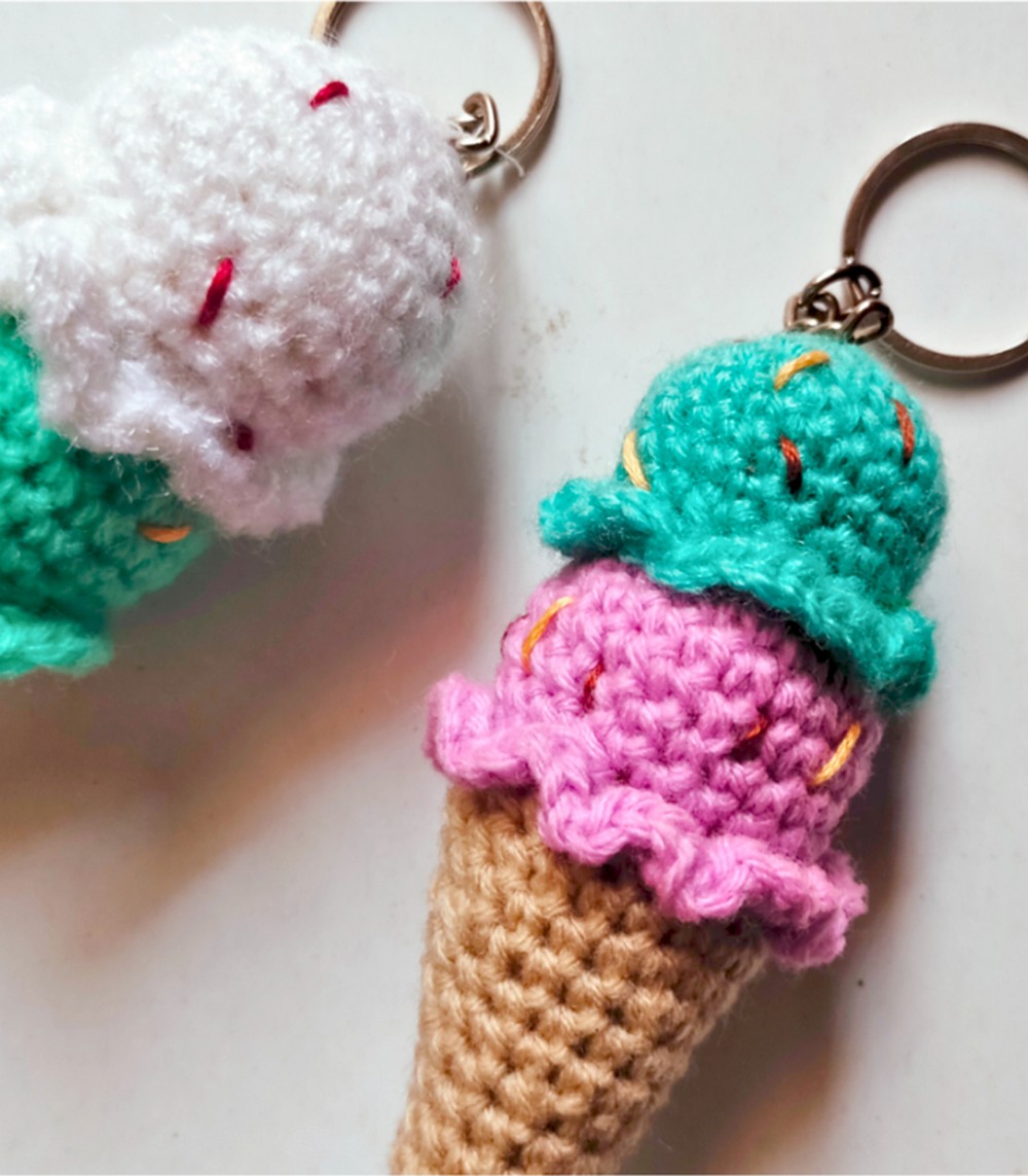 Crochet Ice Cream Keychain Pattern - Yours Patterns