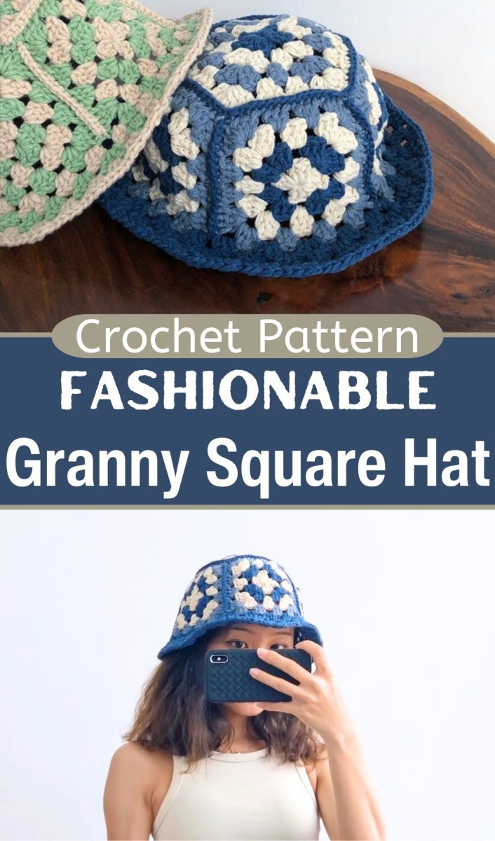 Colorful Crochet Granny Square Bucket Hat Patterns - Yours Patterns
