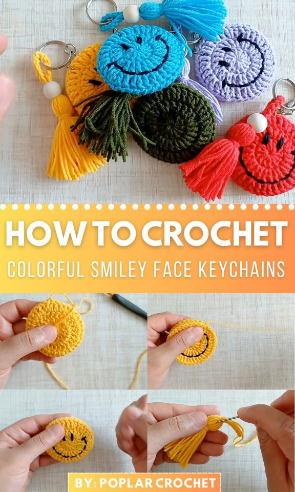 How to Crochet Colorful Smiling Face Keychains Pattern - Yours Patterns