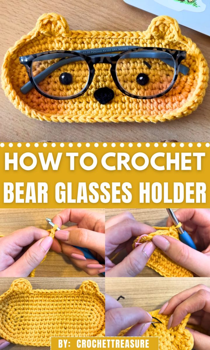 Beginner Friendly Crochet Bear Glasses Holder Pattern - Yours Patterns