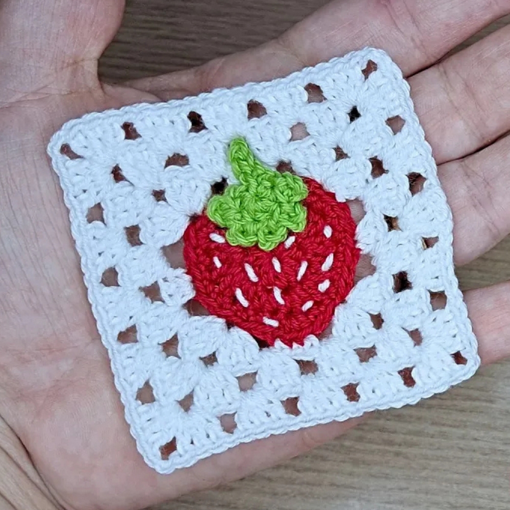 Simple Crochet Strawberry Square for Adding Playful Accents - Yours ...