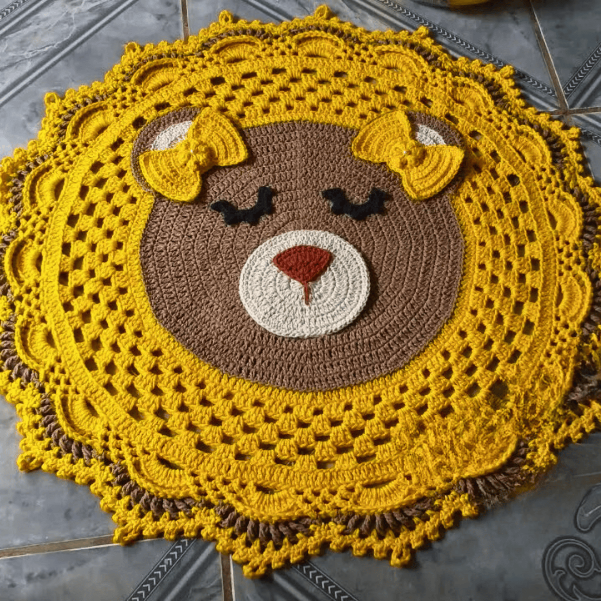 Perfect Free Crochet Sleepy Bear Rug Pattern to Warm Up Any Space ...