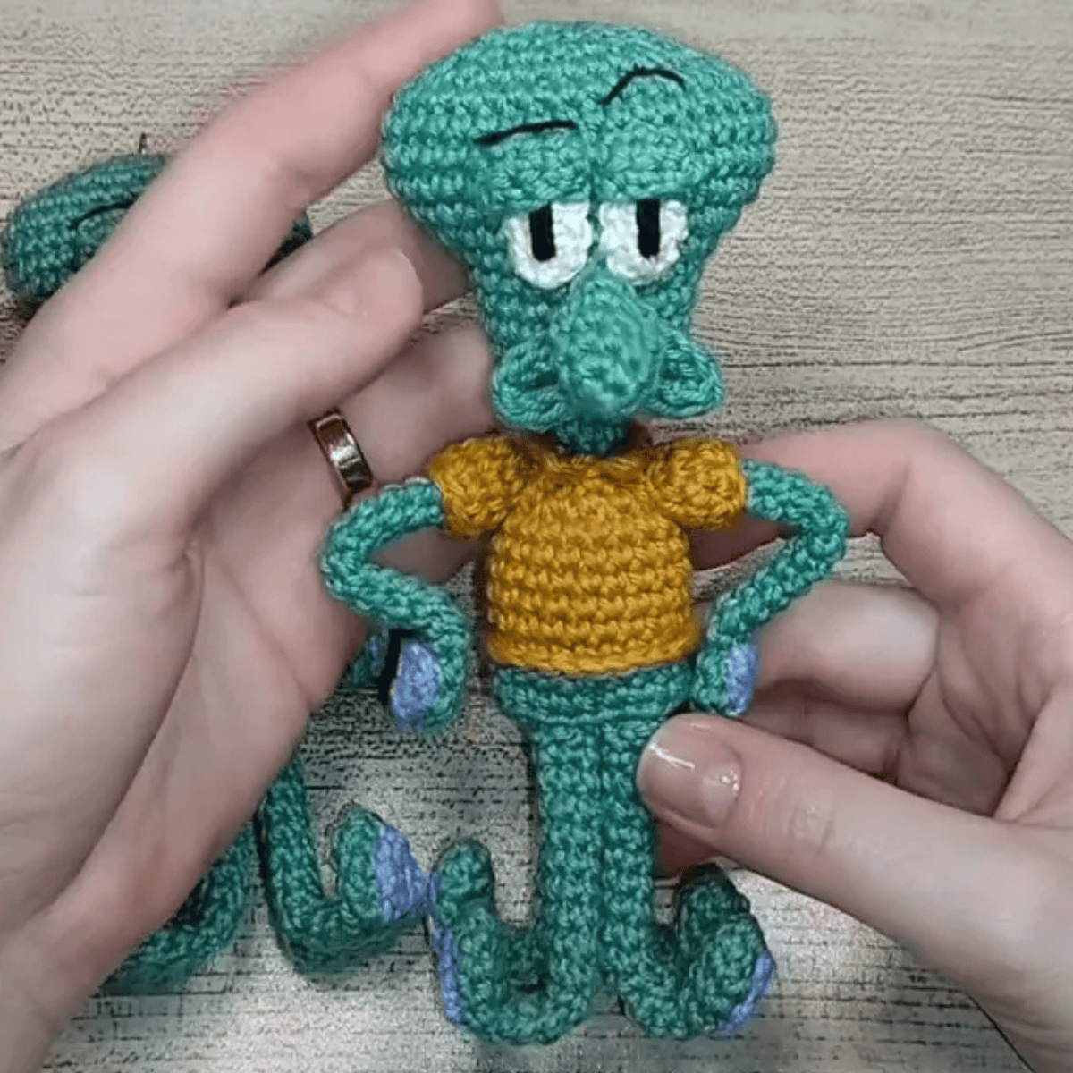 Free Crochet Squidward Keychain Pattern For Quirky Decor - Yours Patterns