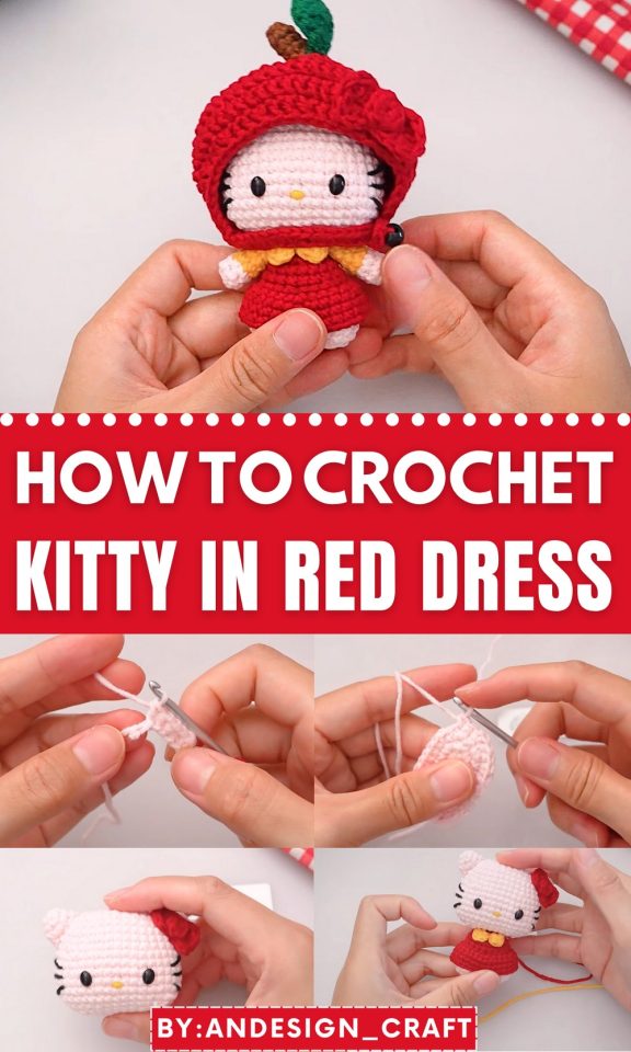 Sweet Crochet Kitty Pattern In Red Dress That Spreads Joy - Yours Patterns