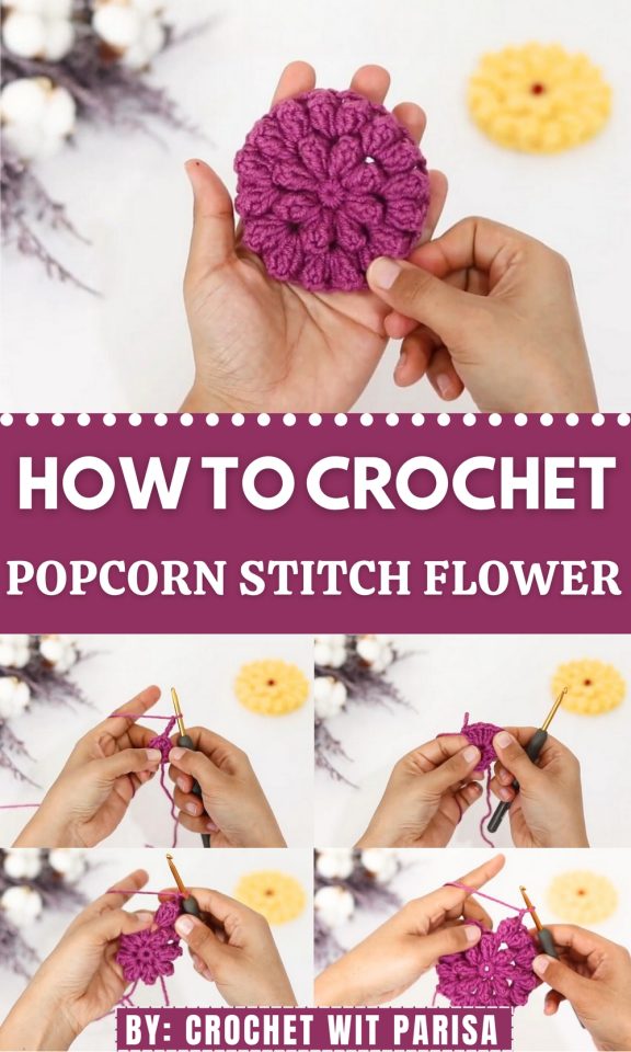 Free Crochet Popcorn Stitch Flower for Unique Accents - Yours Patterns