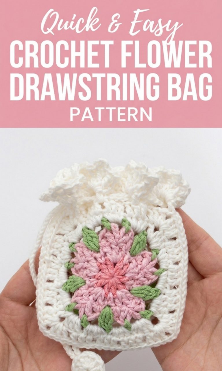 Graceful Free Crochet Flower Drawstring Bag Pattern You’ll Love to Use ...